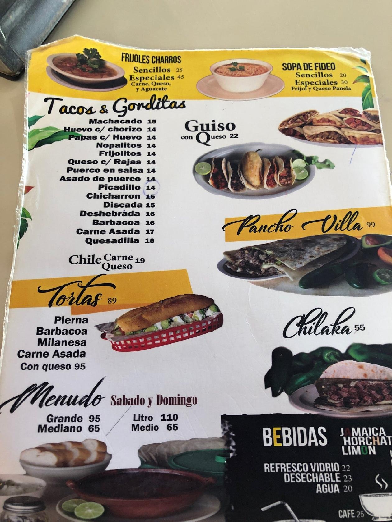 Carta del restaurante Dos Chiles Taquería, Monterrey