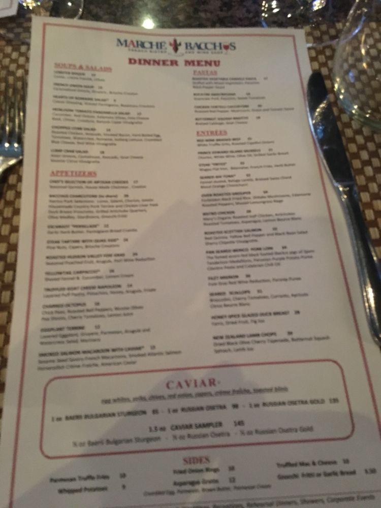 Menu at Marché Bacchus pub & bar, Las Vegas