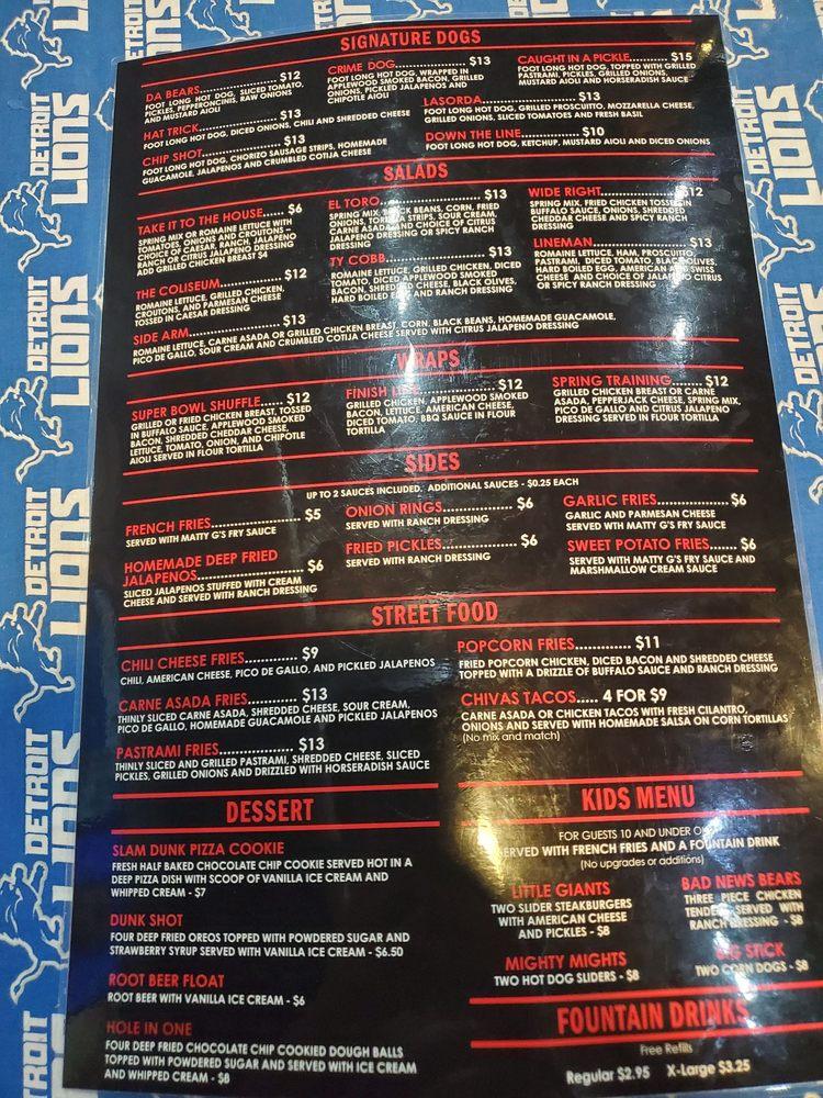Menu at Matty G's Fish and Chips restaurant, Gilbert