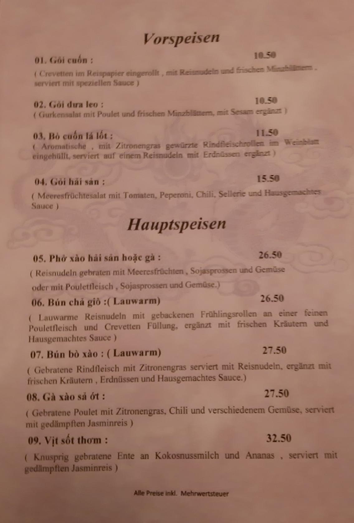 Menu at Restaurant und Take Away - LONG LONG, Frauenfeld