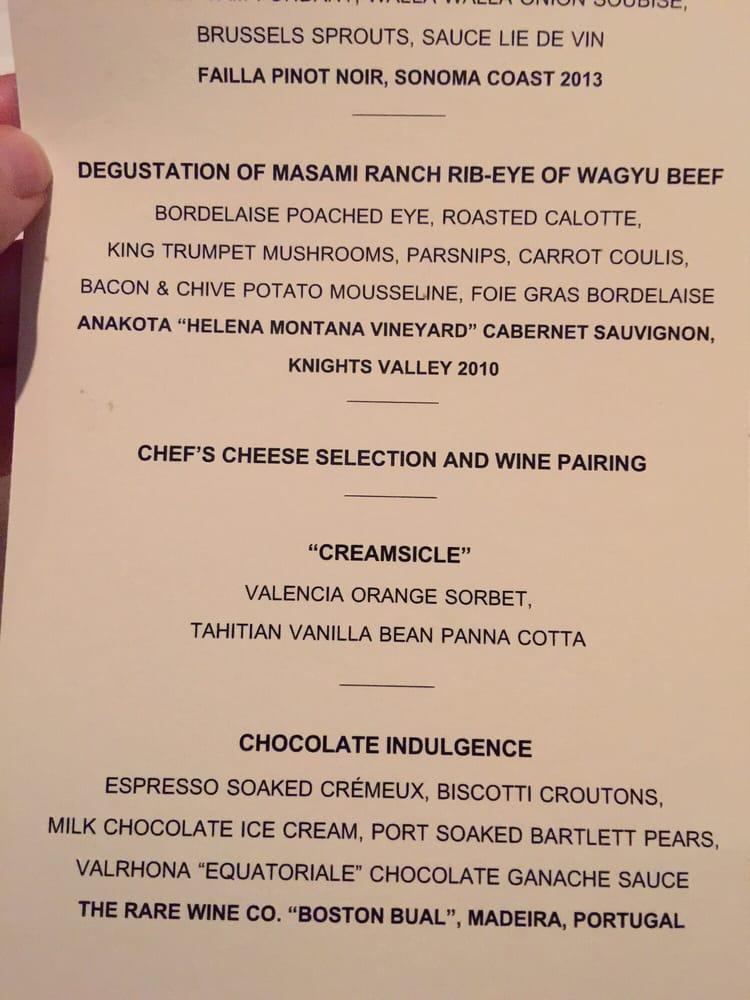 Menu at Santé restaurant, Sonoma, 100 Boyes Blvd