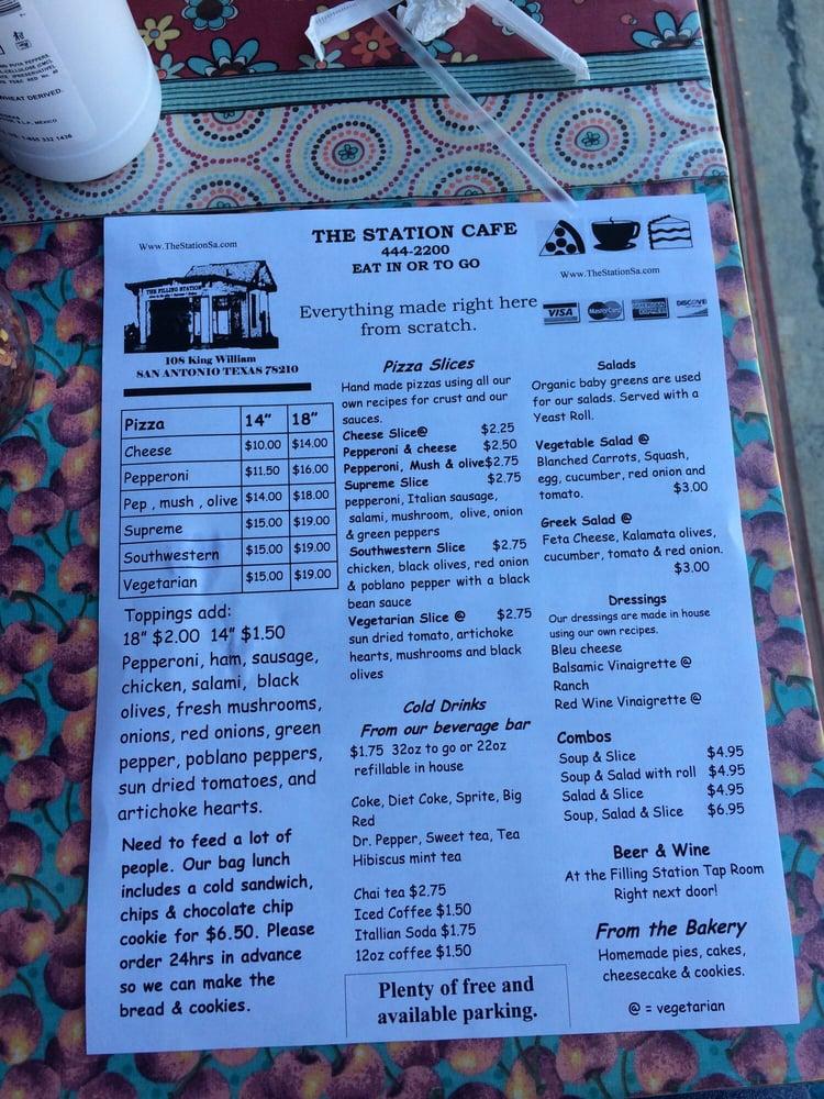 Menu at Station Cafe, San Antonio