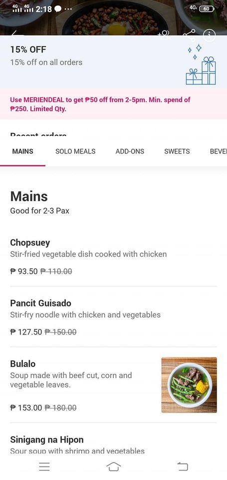 Menu at TCB Tuna Grilling Station restaurant, Davao City