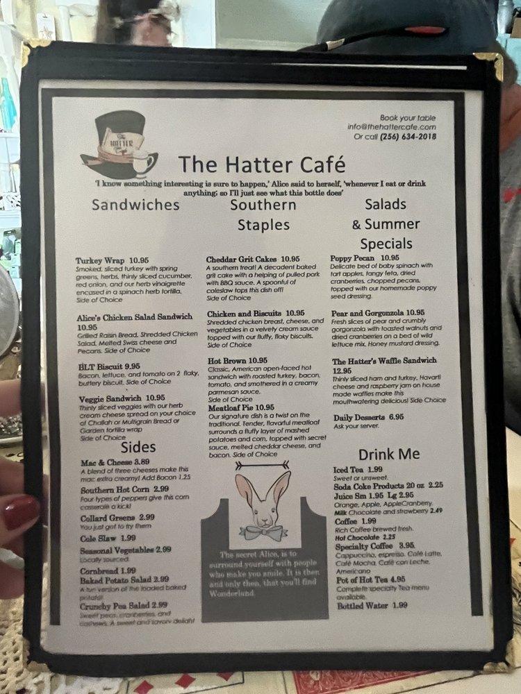 Menu at The Hatter Cafe, Mentone