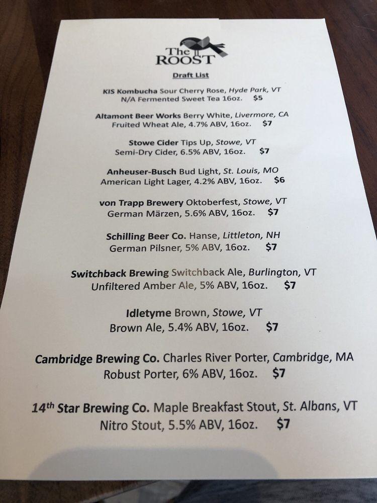 Menu at The Roost pub & bar, Stowe
