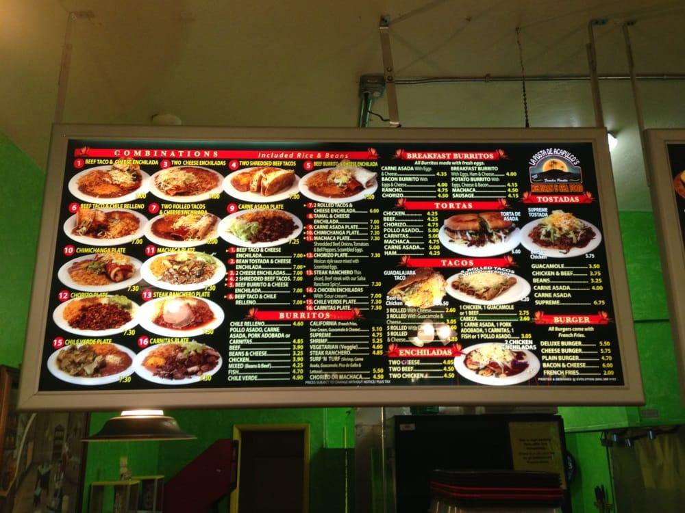 Menu at La Posta De Acapulco restaurant, Spring Valley, Campo Rd