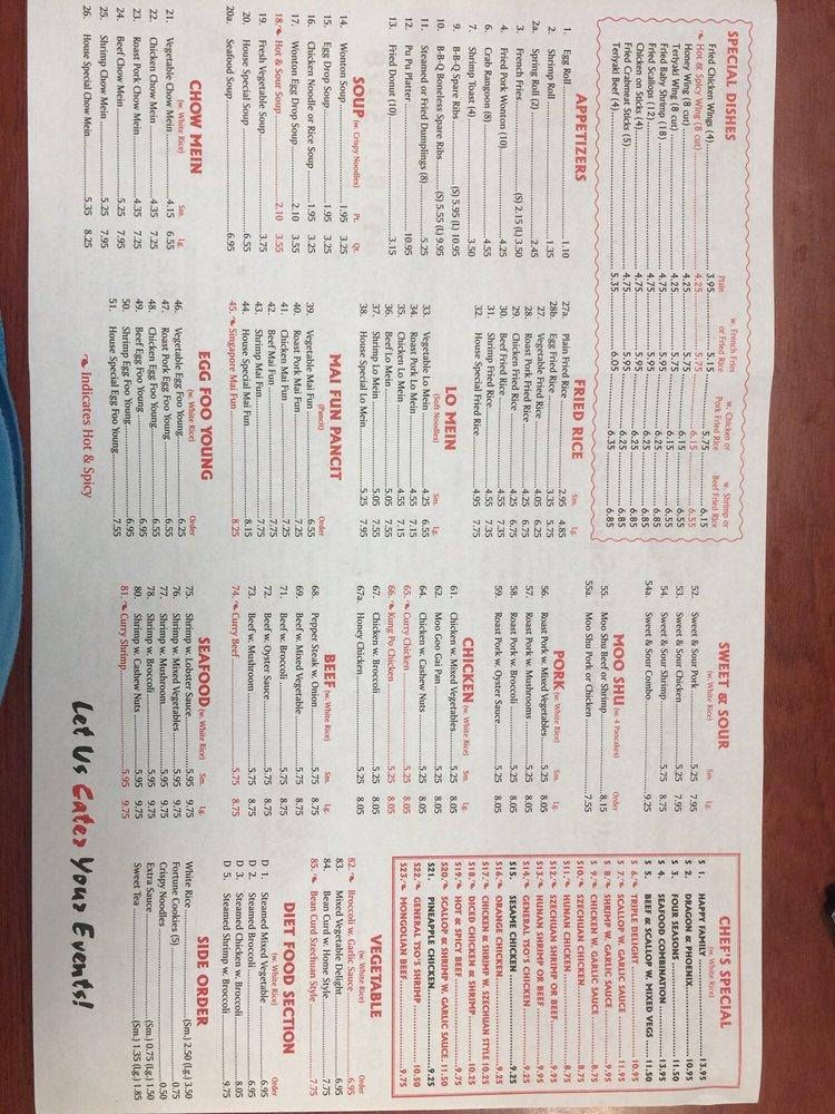 Menu at New Winner Chinese Restaurant, Summerville