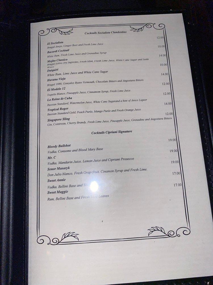 Menu at Socialista Miami pub & bar, Miami
