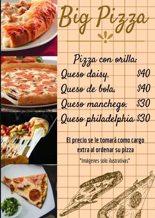 Menu at Big Pizza restaurant, Merida, C. 131 213