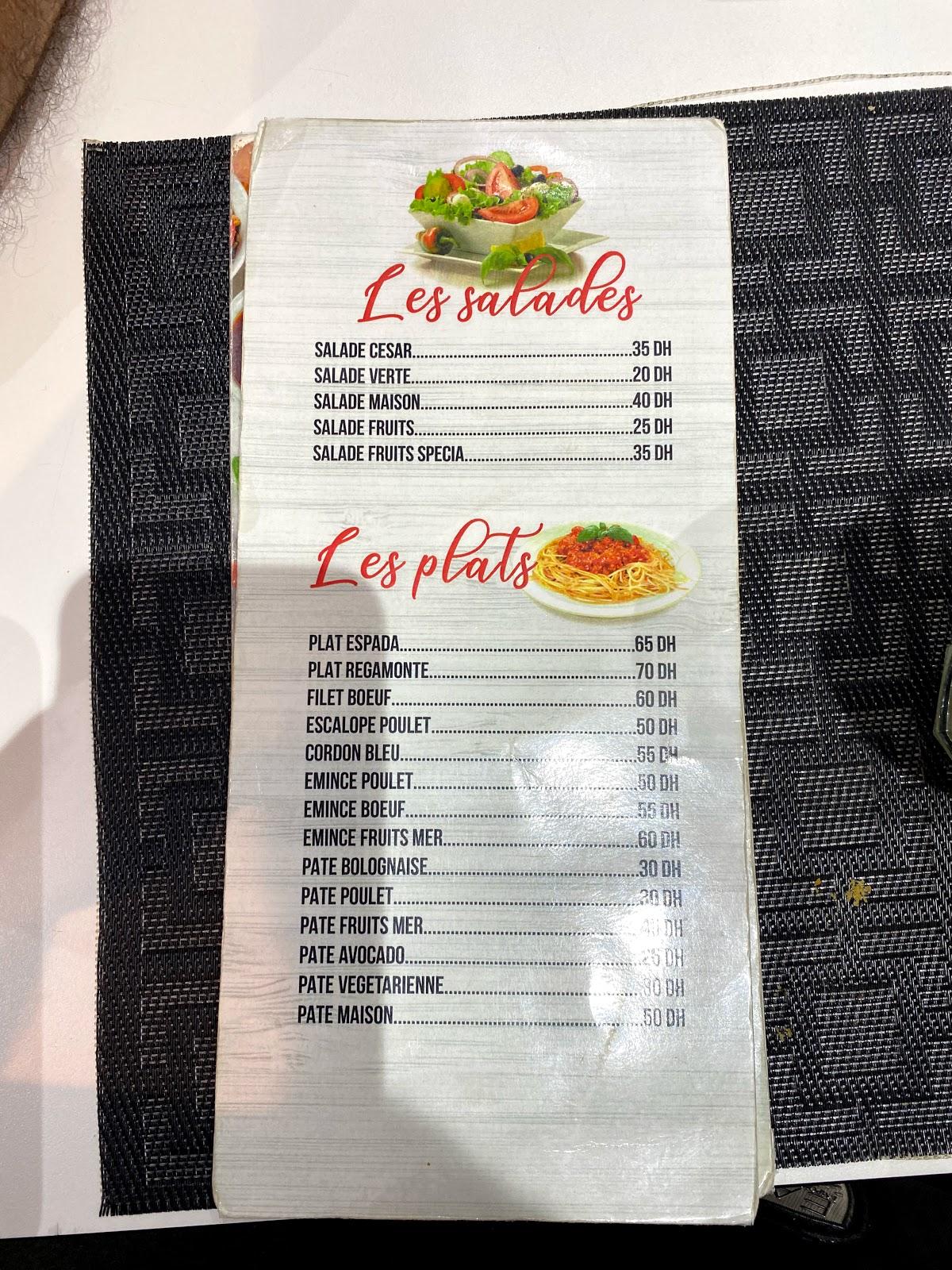 Menu at Crémerie Fruits Rouges restaurant, Tangier