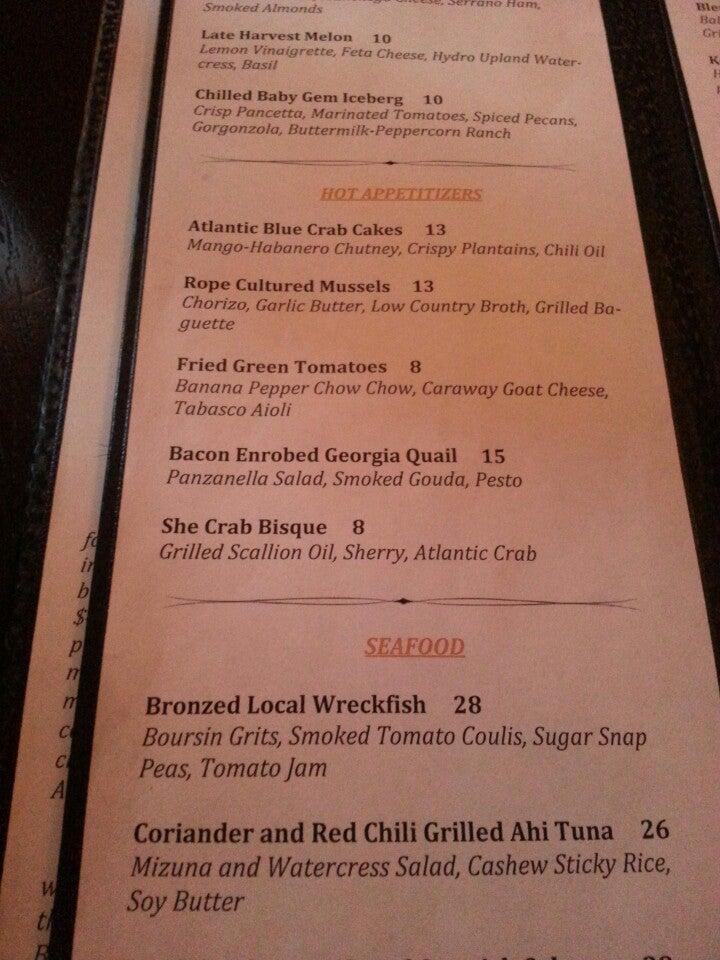 Menu at 700 Drayton Restaurant, Savannah