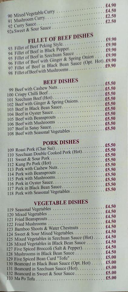 Menu at China Inn pub & bar, Grantham, 4 Avenue Rd