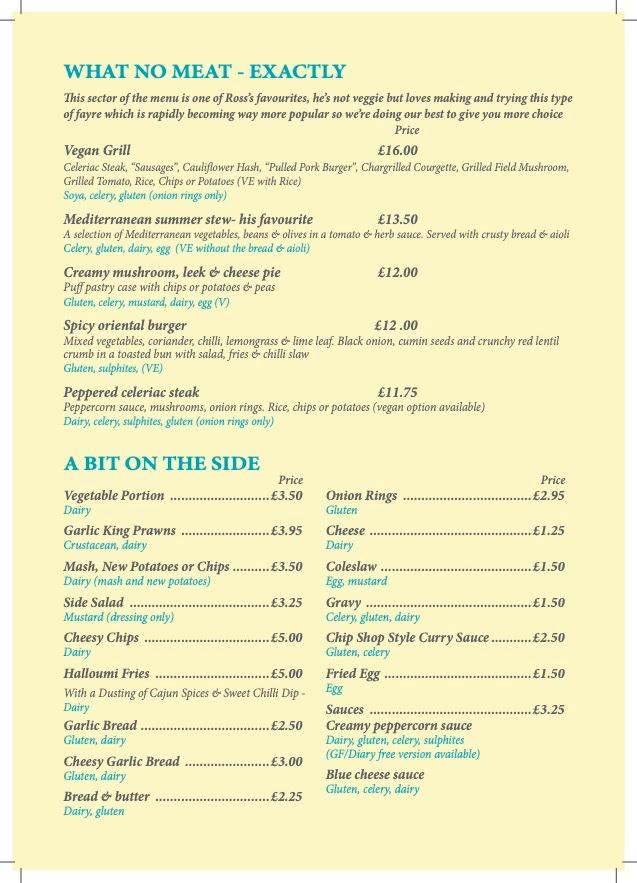 Menu at Dog & Gun pub & bar, Cross Hills, Colne Rd