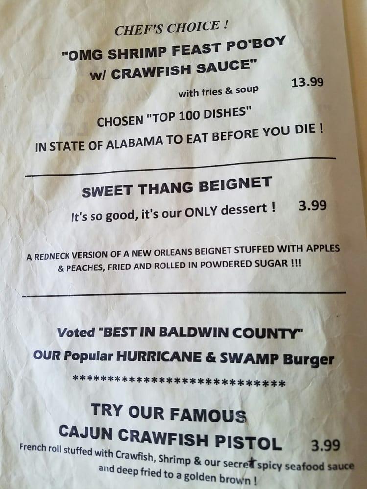 Menu at Fish River Grill restaurant, Gulf Shores