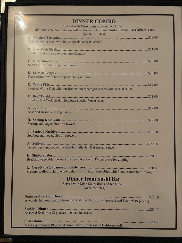 Carta del restaurante Gen Kai Sushi, Dana Point