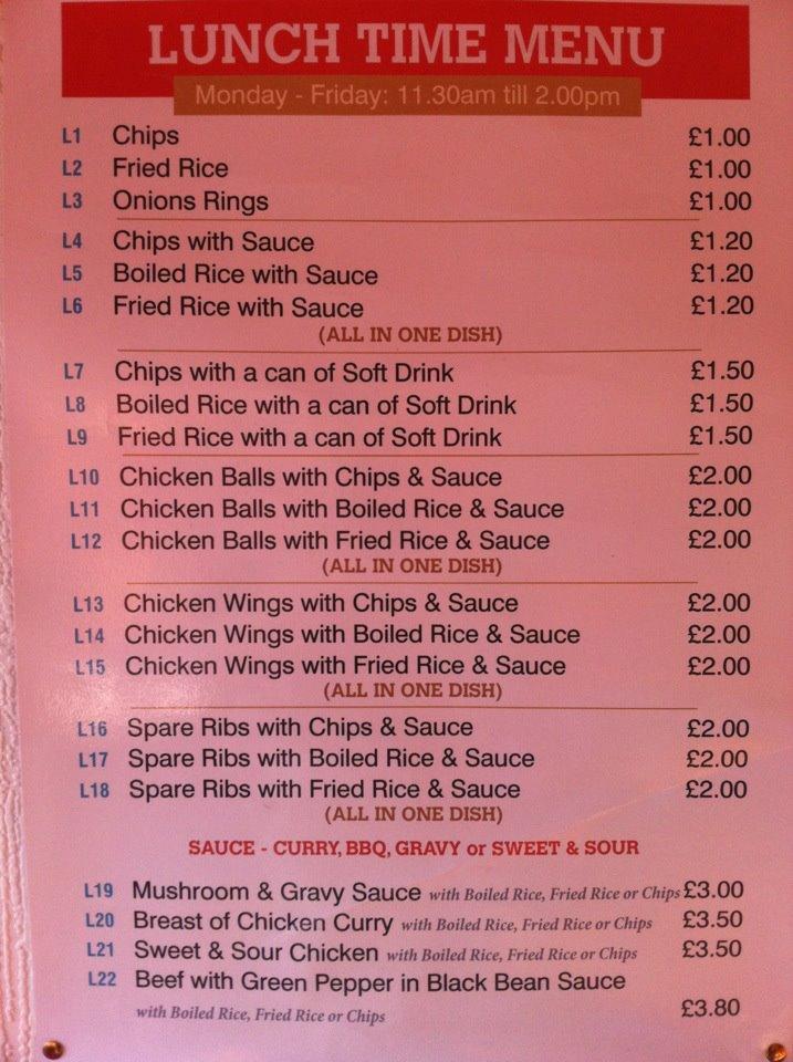 Menu at Magic Wok fast food, Dunfermline