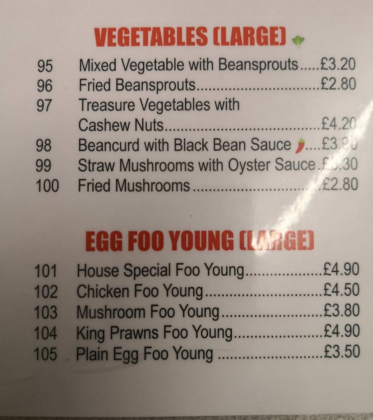 Menu at Pang's Cantonese Takeaway fast food, Peterborough