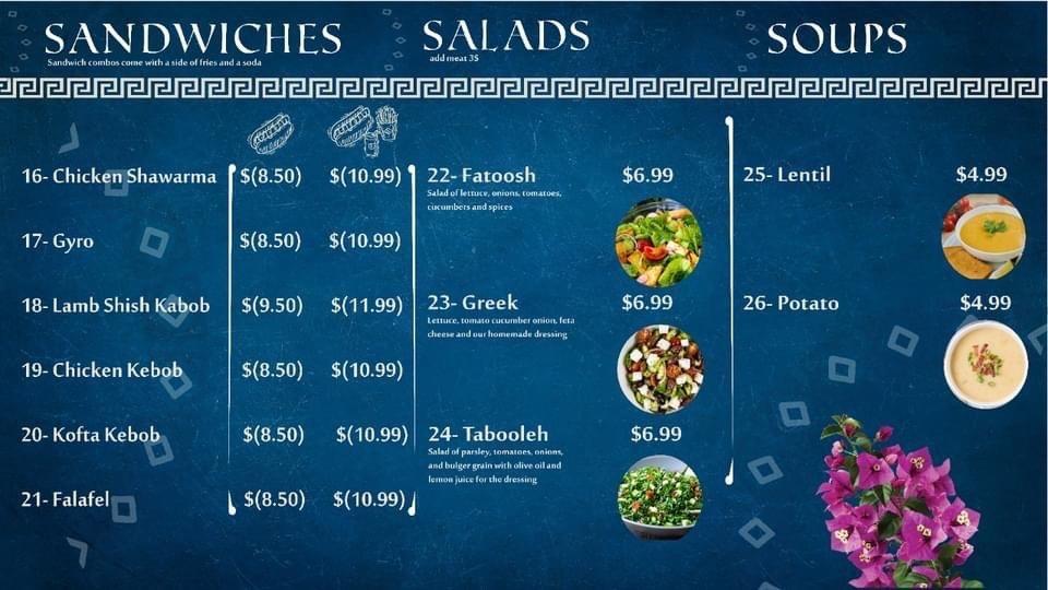 Menu at Pella Cafe Greek and Mediterranean Cuisine, Jonesboro