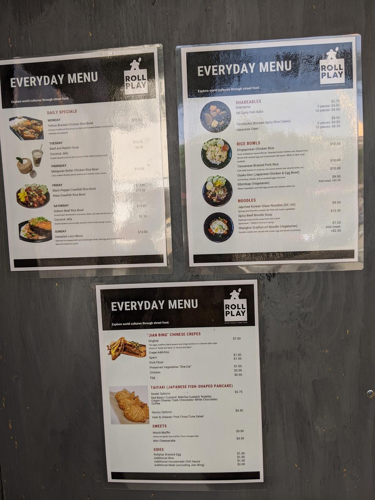 Menu at Roll Play cafe, Madison, Garver Green Suite 115