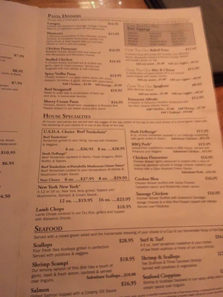Menu at Simon's restaurant, Des Moines