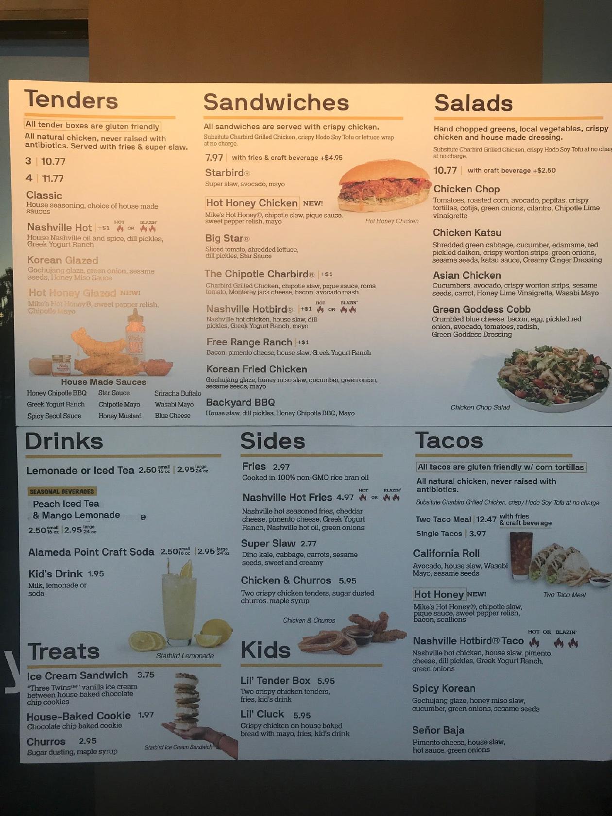 Menu at Starbird Chicken fast food, San Jose