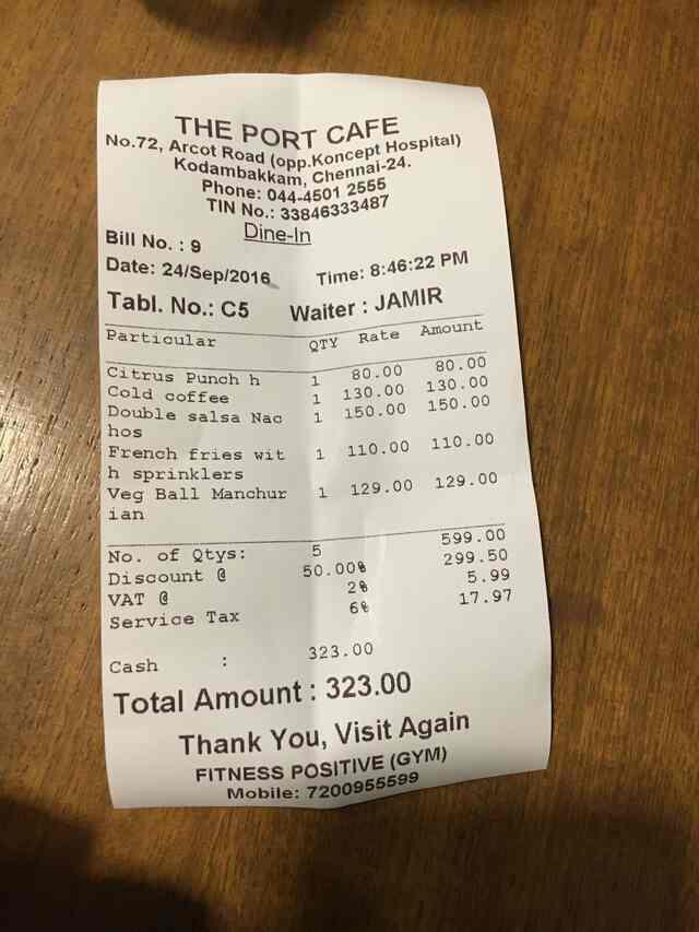 Menu at The Port Cafe, Chennai, 72