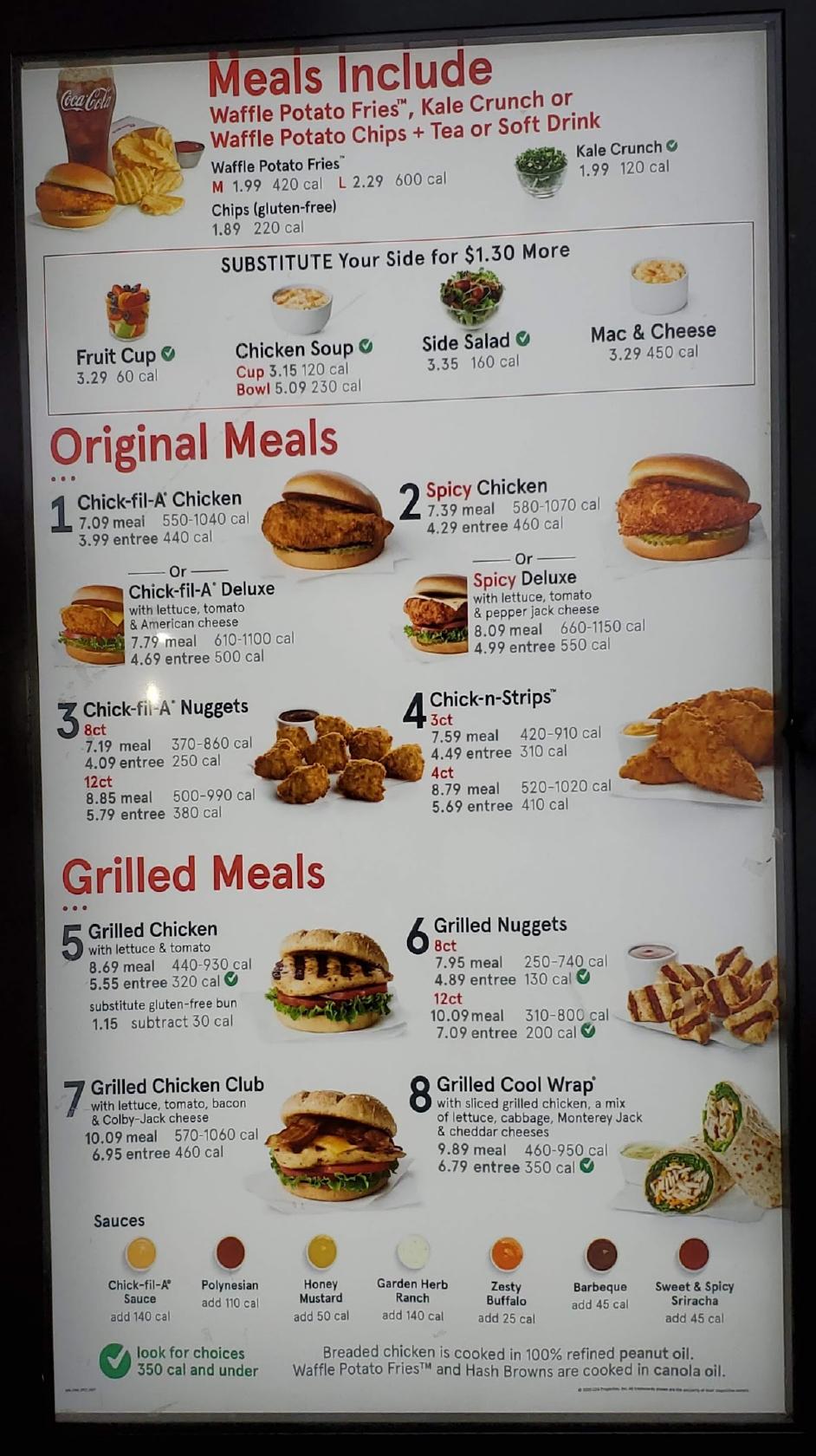 Menu at Chick-fil-A fast food, Novi, Novi Rd