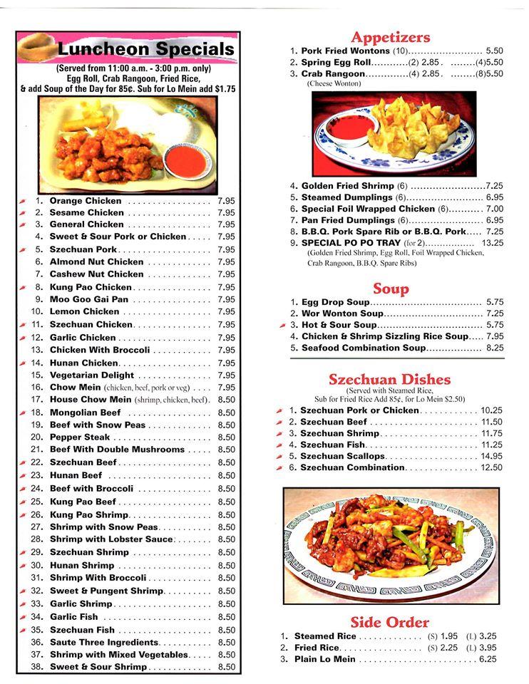 Menu at DRAGON INN restaurant, Eaton