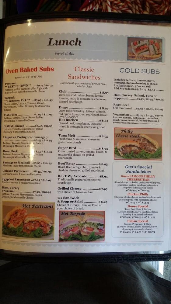 Menu at Gus's Subs & Pizza Place pizzeria, La Mesa