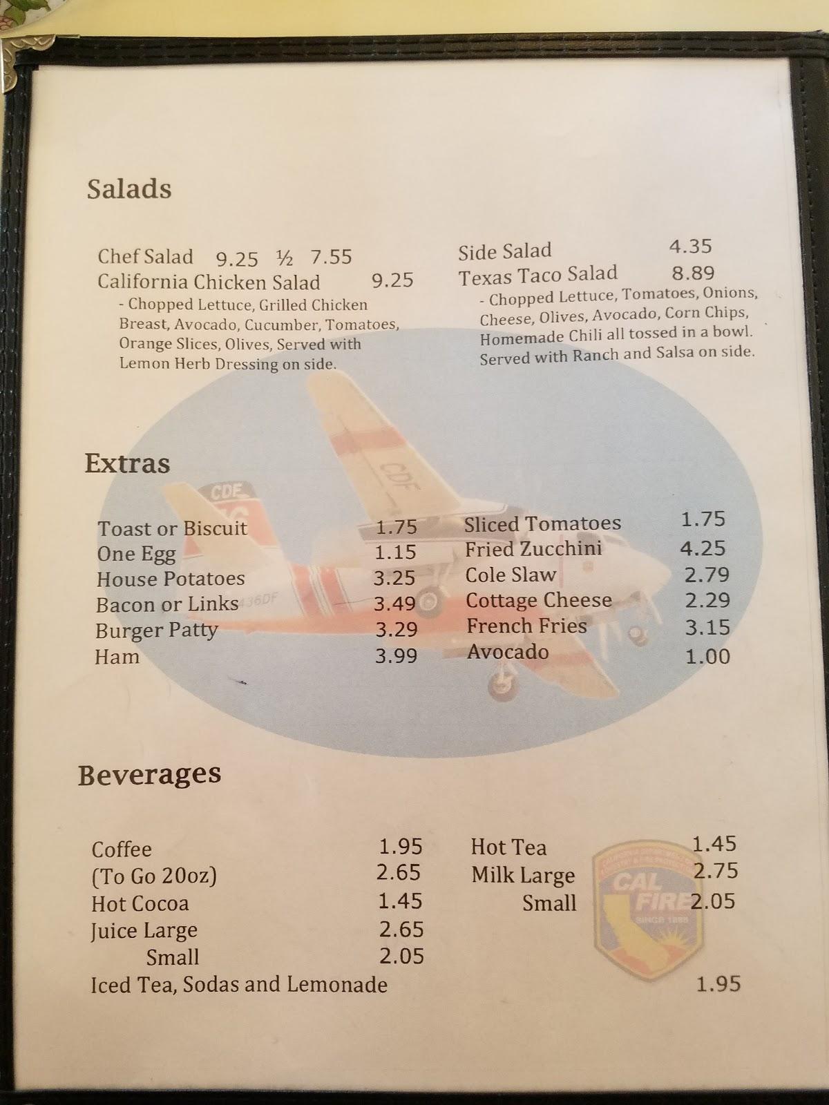 Menu at Hangar One Cafe, Hemet