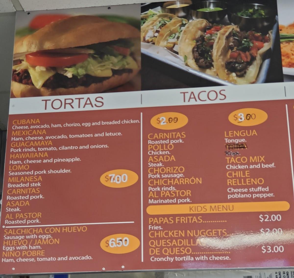 Menu at La Casa de las tortas restaurant, Atlanta