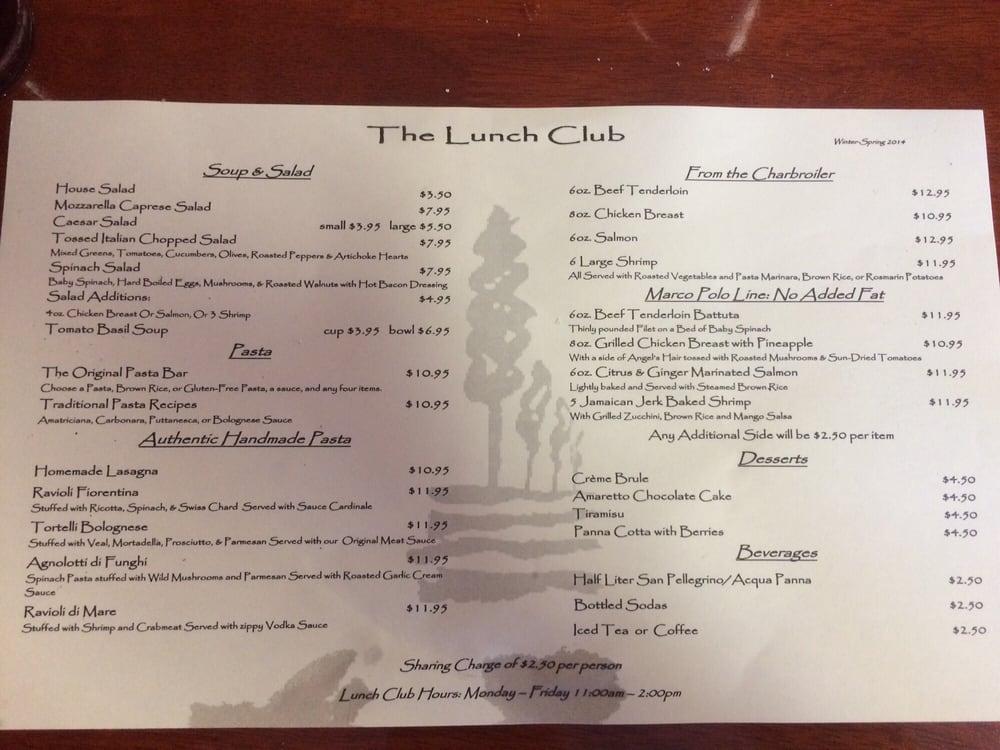 Menu at Marco's Lunch Club, Corpus Christi, 525 S Staples St