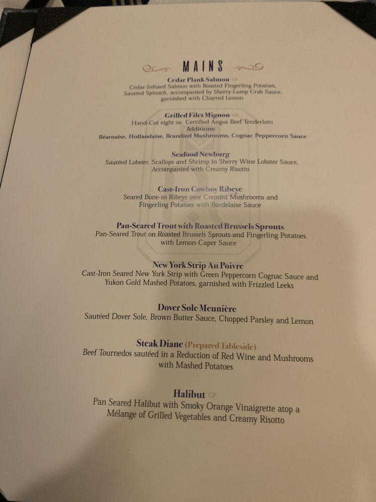 Menu at Park City Club, Dallas
