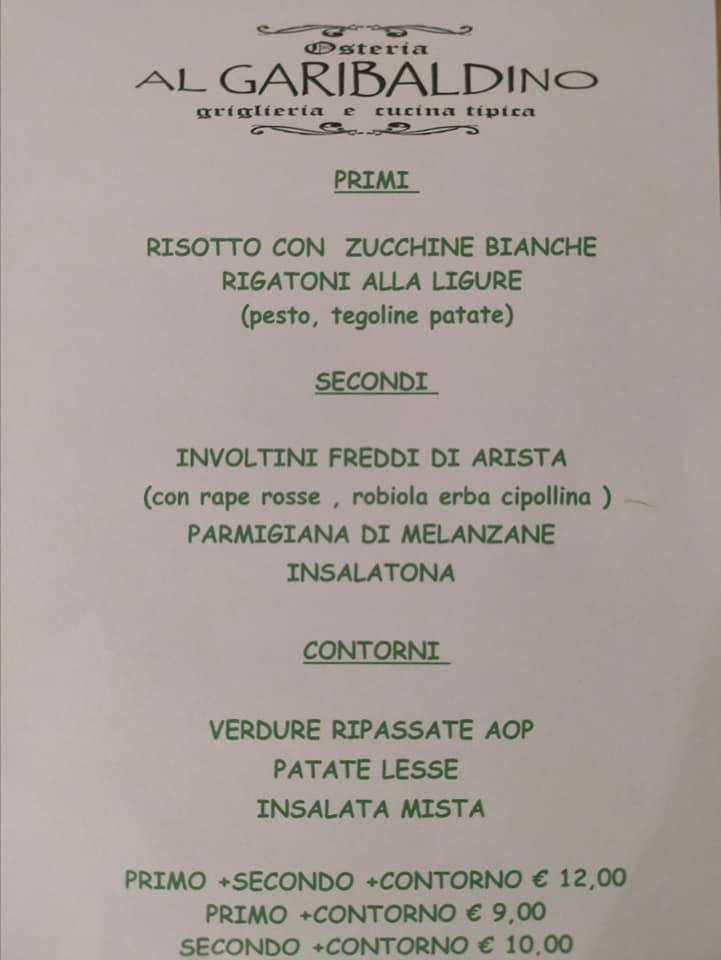 Menu da Al Garibaldino Da Gigi ristorante con griglia, Morgano