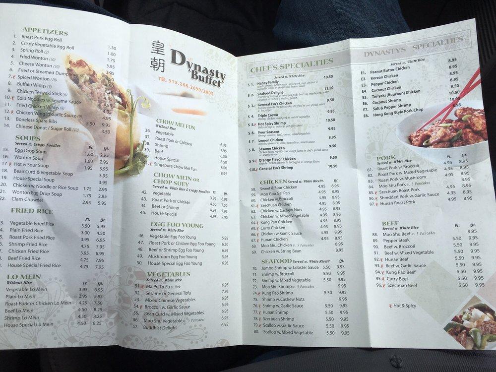 Menu at East Dynasty Buffet restaurant, New Hartford, 120 Genesee St