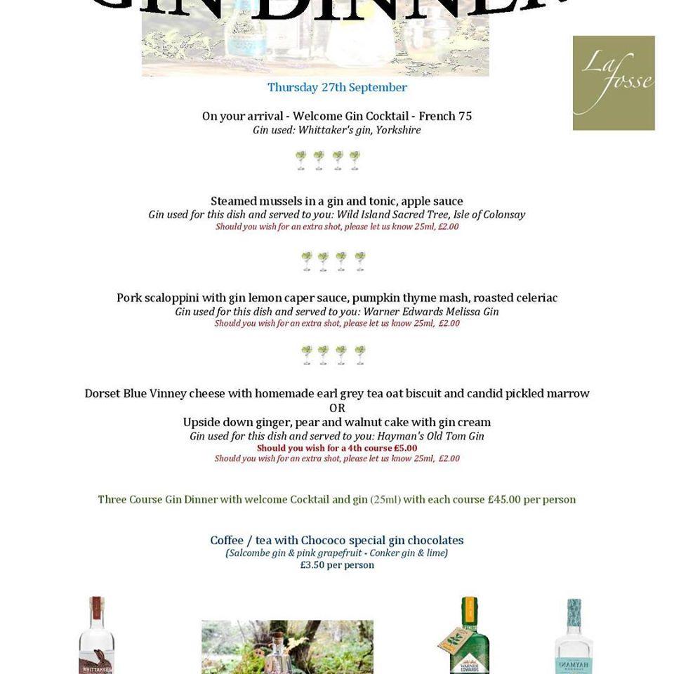 Menu at La Fosse at Cranborne restaurant, Cranborne