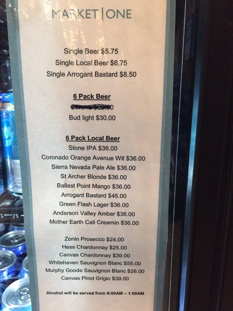 Menu at Market One cafe, San Diego