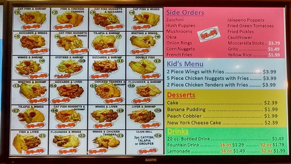 Menu at Red Shark Fish and Chicken restaurant, Augusta, Tobacco Rd