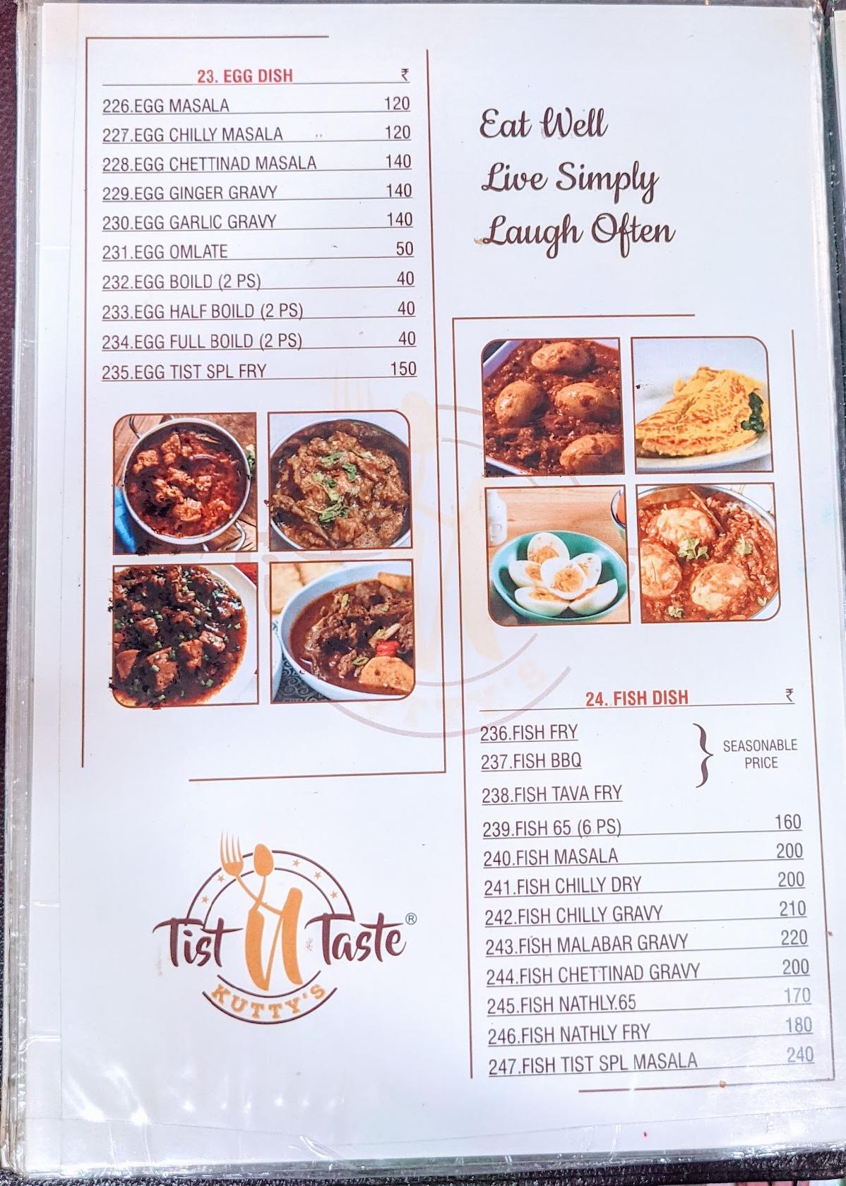Menu at Tist N Taste Kuttys, Chennai, 3/171