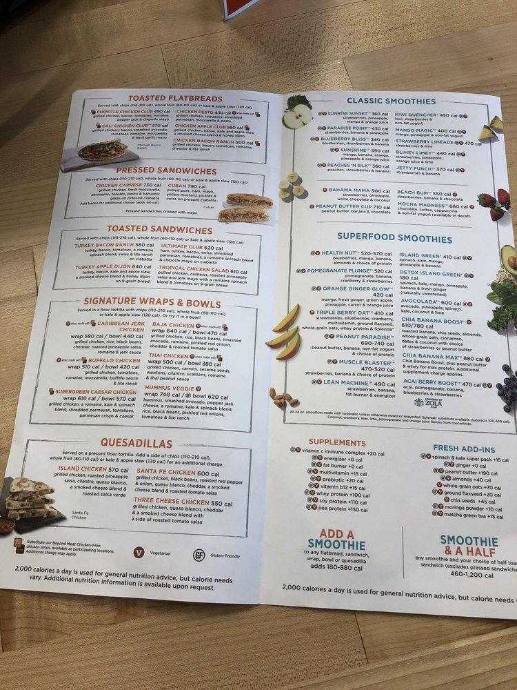 Menu at Tropical Smoothie Cafe, Virginia Beach, Lynnhaven Dr Suite B-1