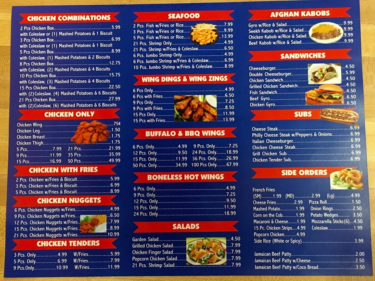Menu at USA Chicken and Biscuit restaurant, Manchester