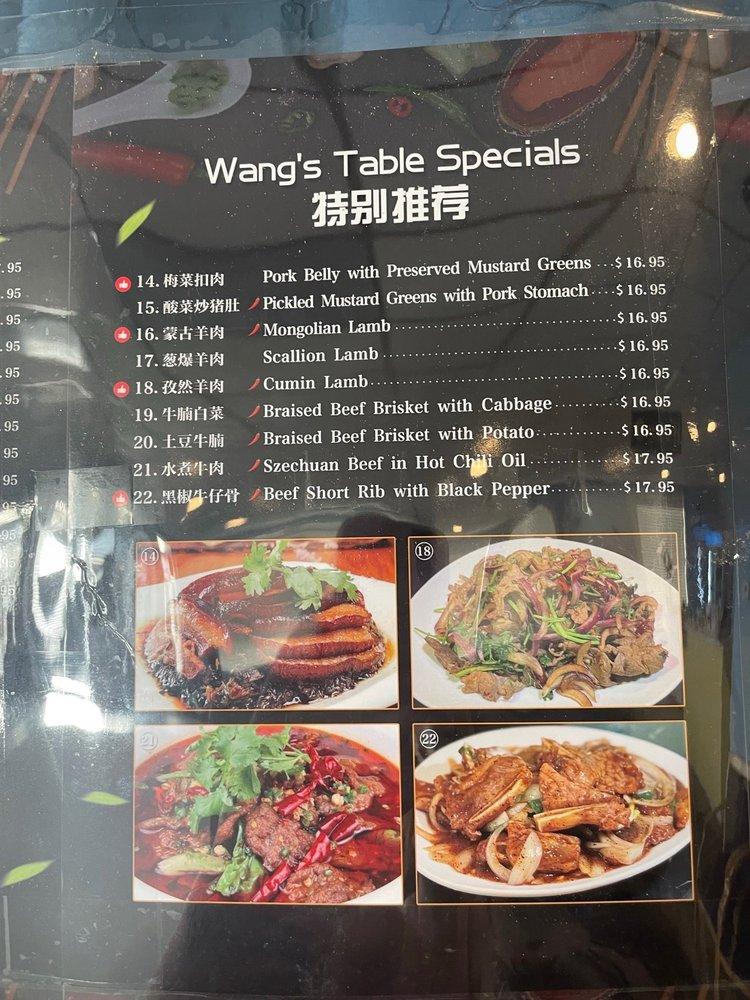 Menu at WANG'S TABLE restaurant, Reno