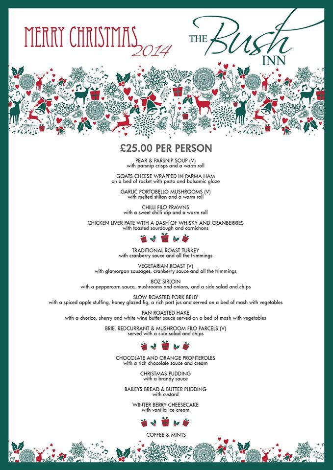 Menu at The Bush Inn pub & bar, Cowbridge