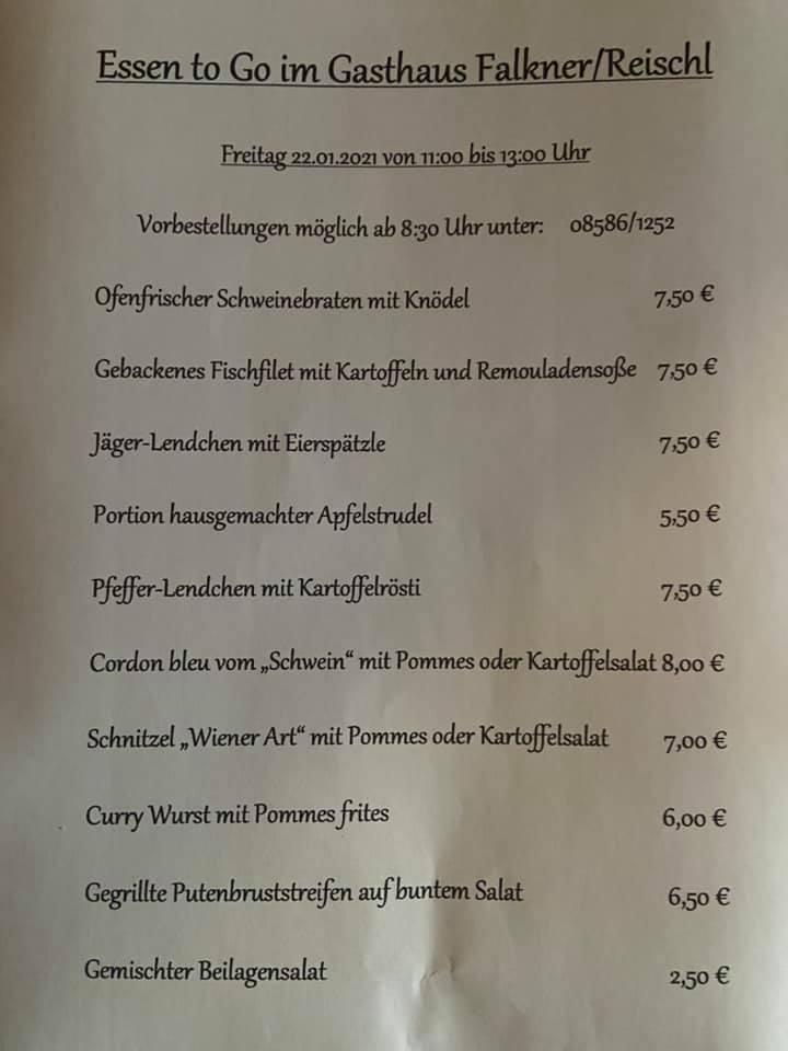 Speisekarte von Gasthaus Falkner-reischl Inh. Markus Reischl restaurant ...