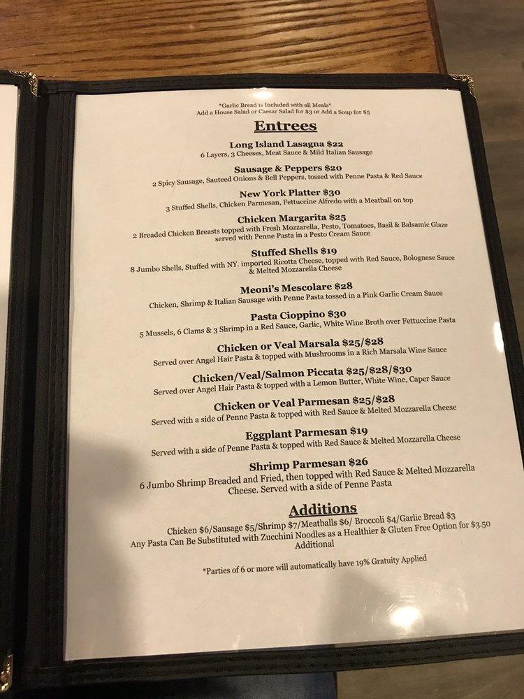 Menu at Meoni’s Italian Kitchen restaurant, Bullhead City