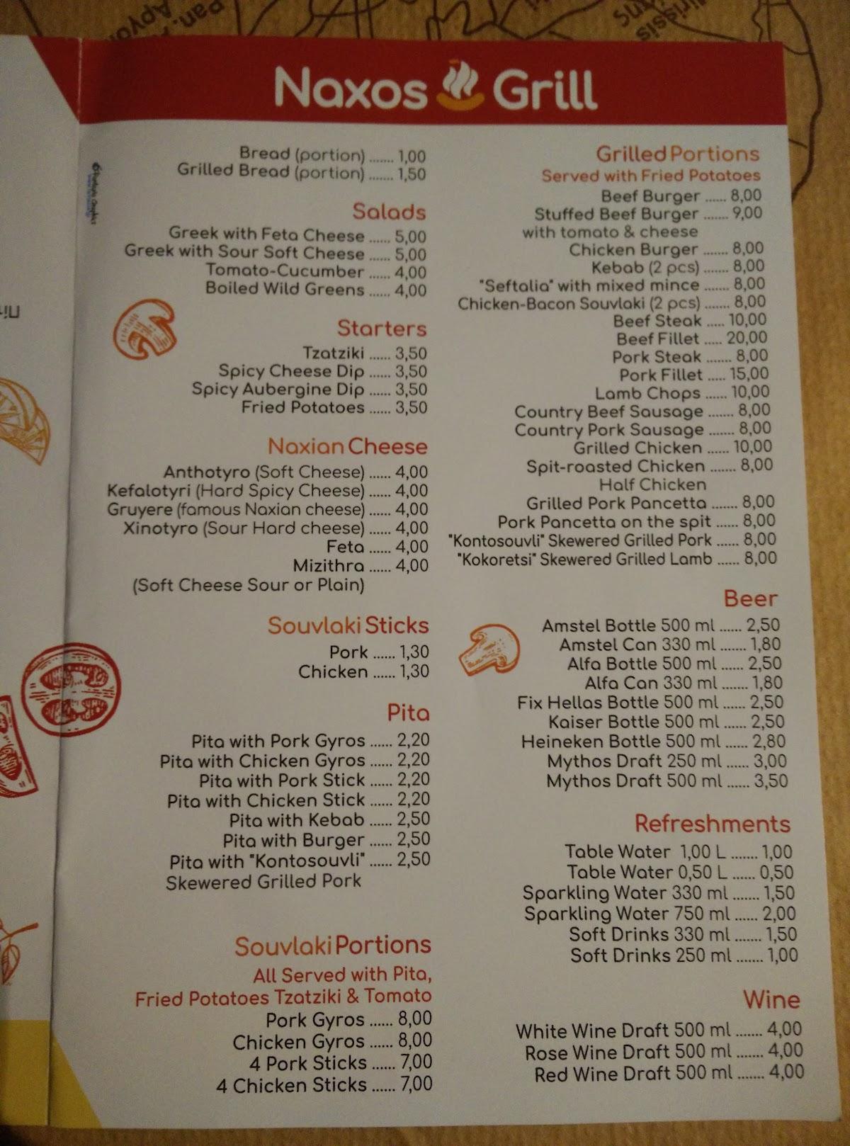 Menu at Naxos Grill, Naxos