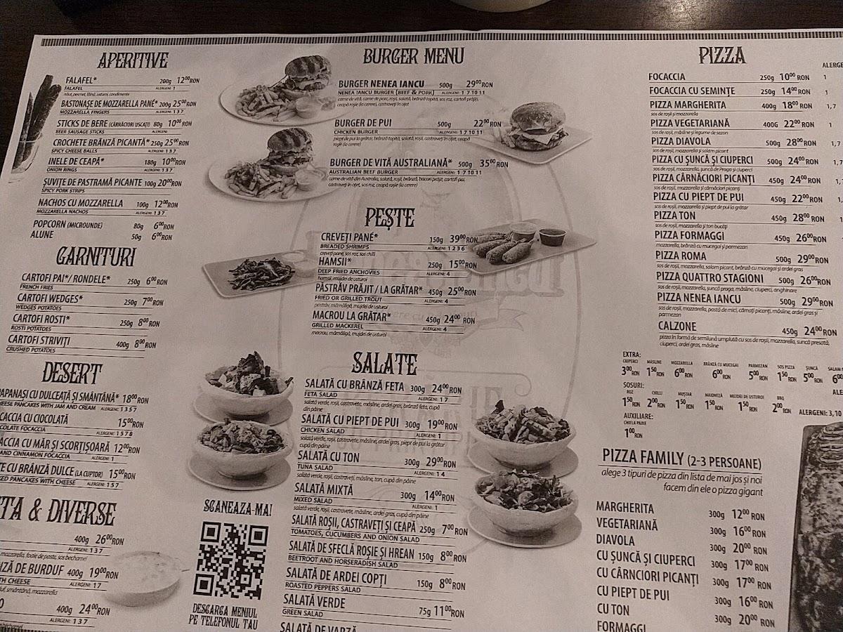 Menu at Nenea Iancu, Piatra Neamț