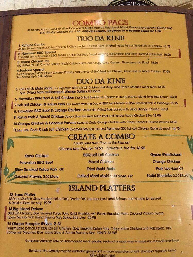 Menu at Pac Island Grill BBQ, Federal Way