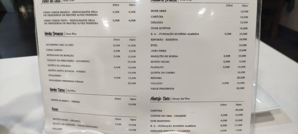 Menu em Restaurante Casa Pêga, Vila Nova de Famalicão, n.º 2316