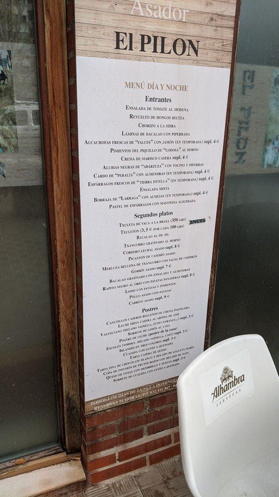 Menu at Asador -El Pilón- Erretegia restaurant, Pamplona